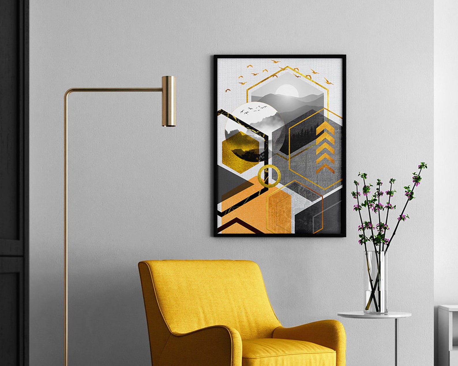 Geometric Wall Art, Geometric Prints, Set of 2, Geometric Decal ...