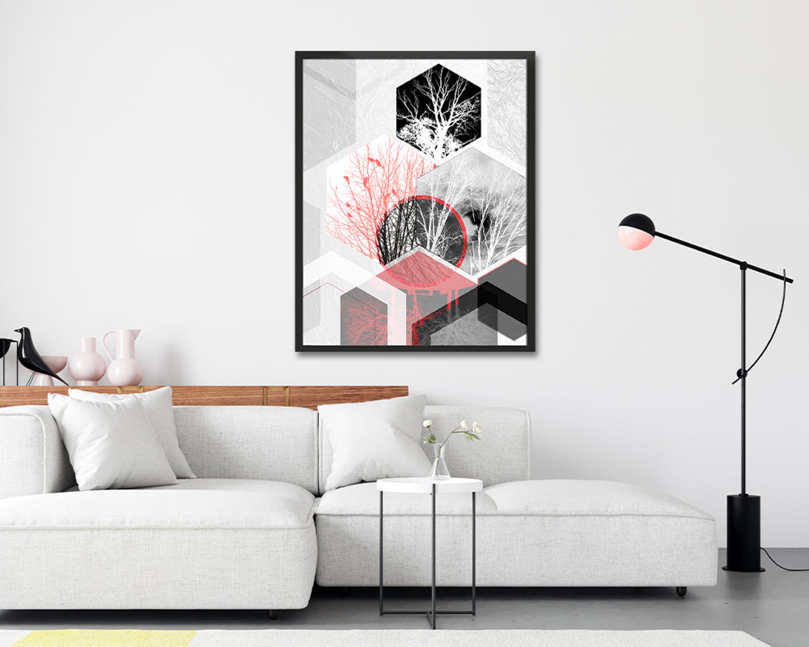 Geometric Wall Art, Geometric Prints, Set of 2, Geometric Decal ...