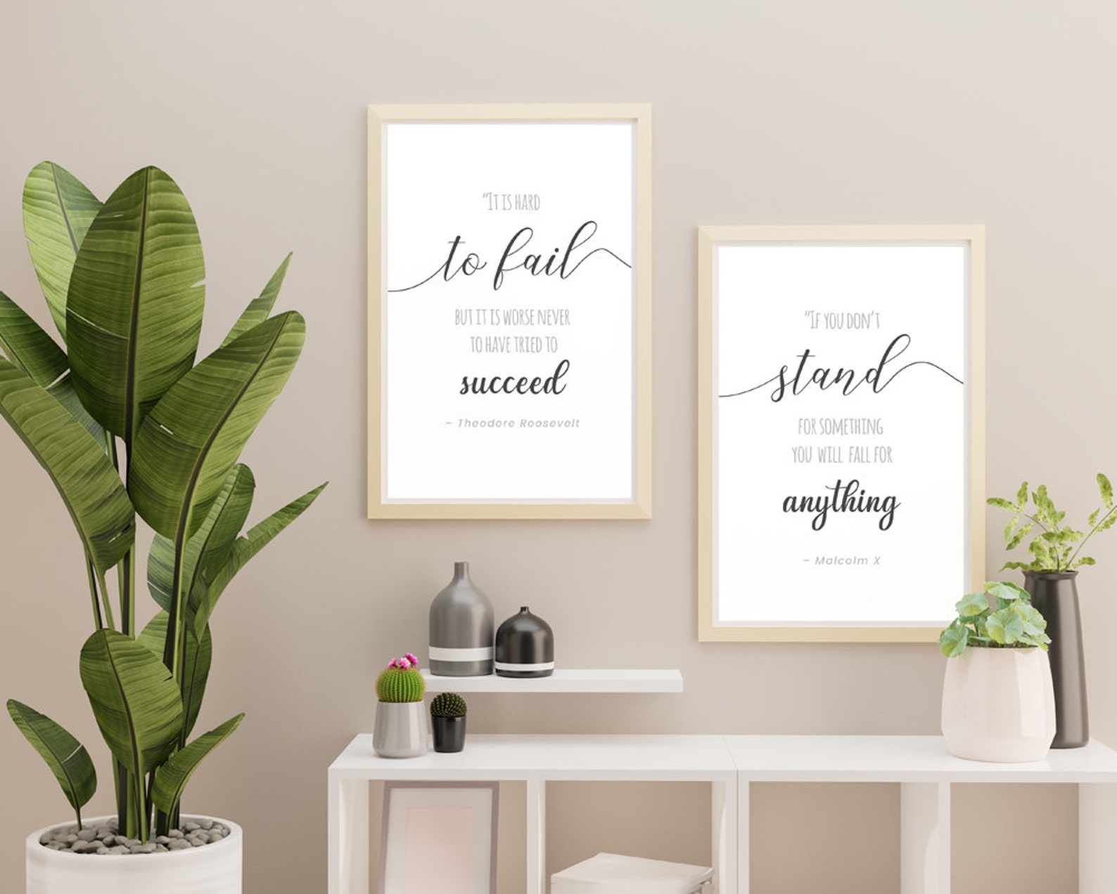 Theodore Roosevelt Quote Malcolm X Quote Calligraphy Wall - Etsy