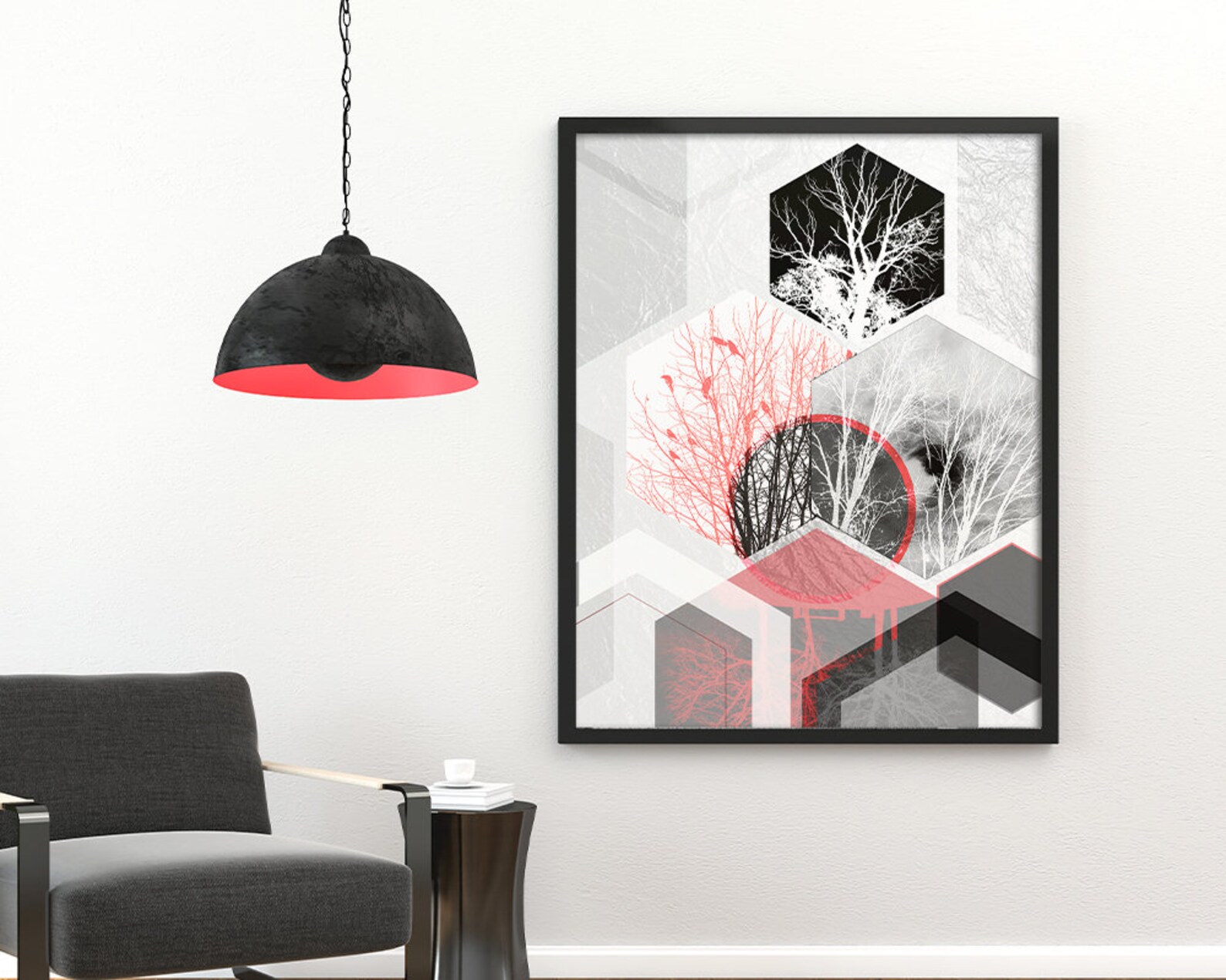 Geometric Wall Art, Geometric Prints, Set of 2, Geometric Decal ...