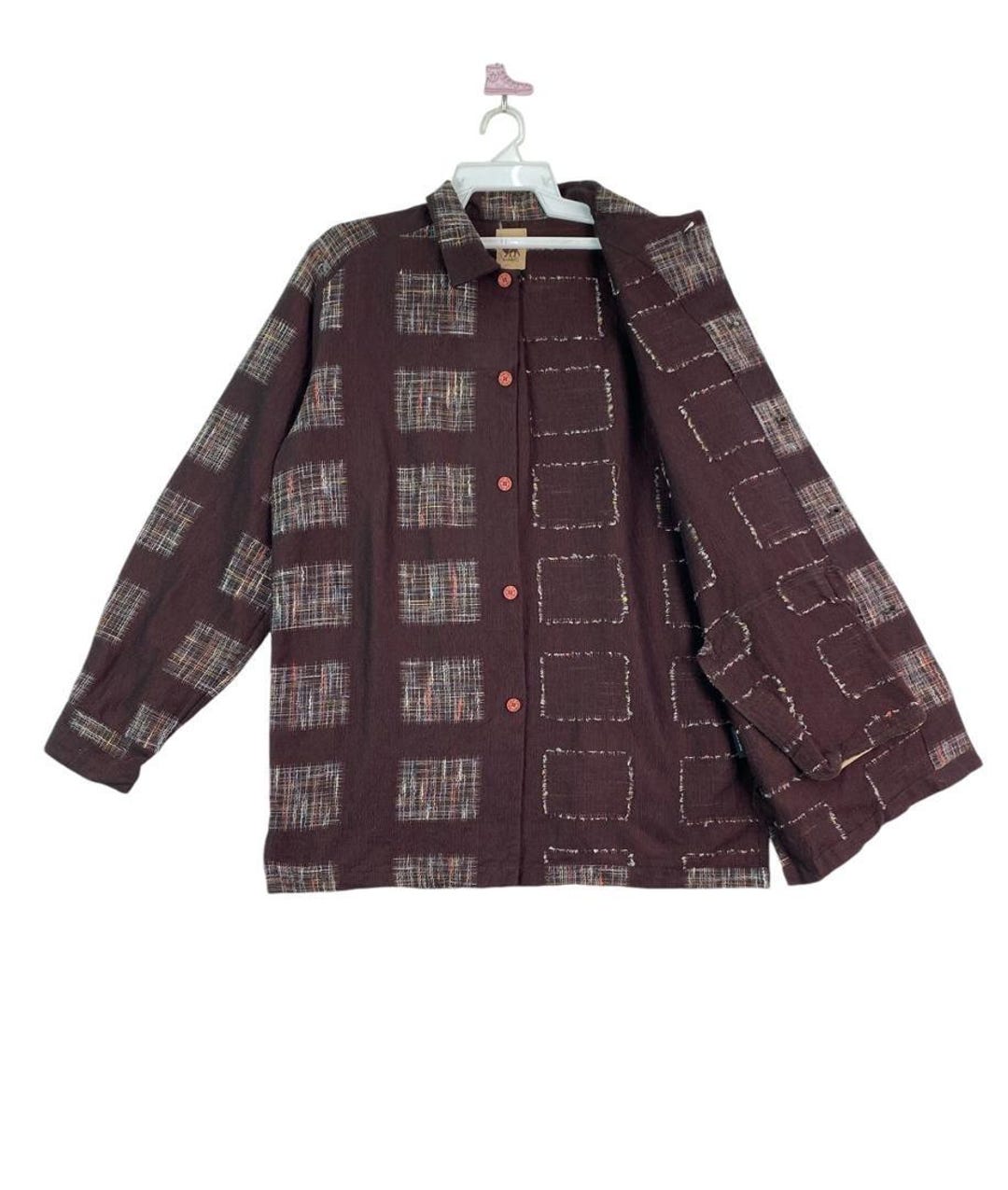 Vtg 90s Rare NORBIT Japan Shasiko Stitch Art Button up Shirts Medium ...