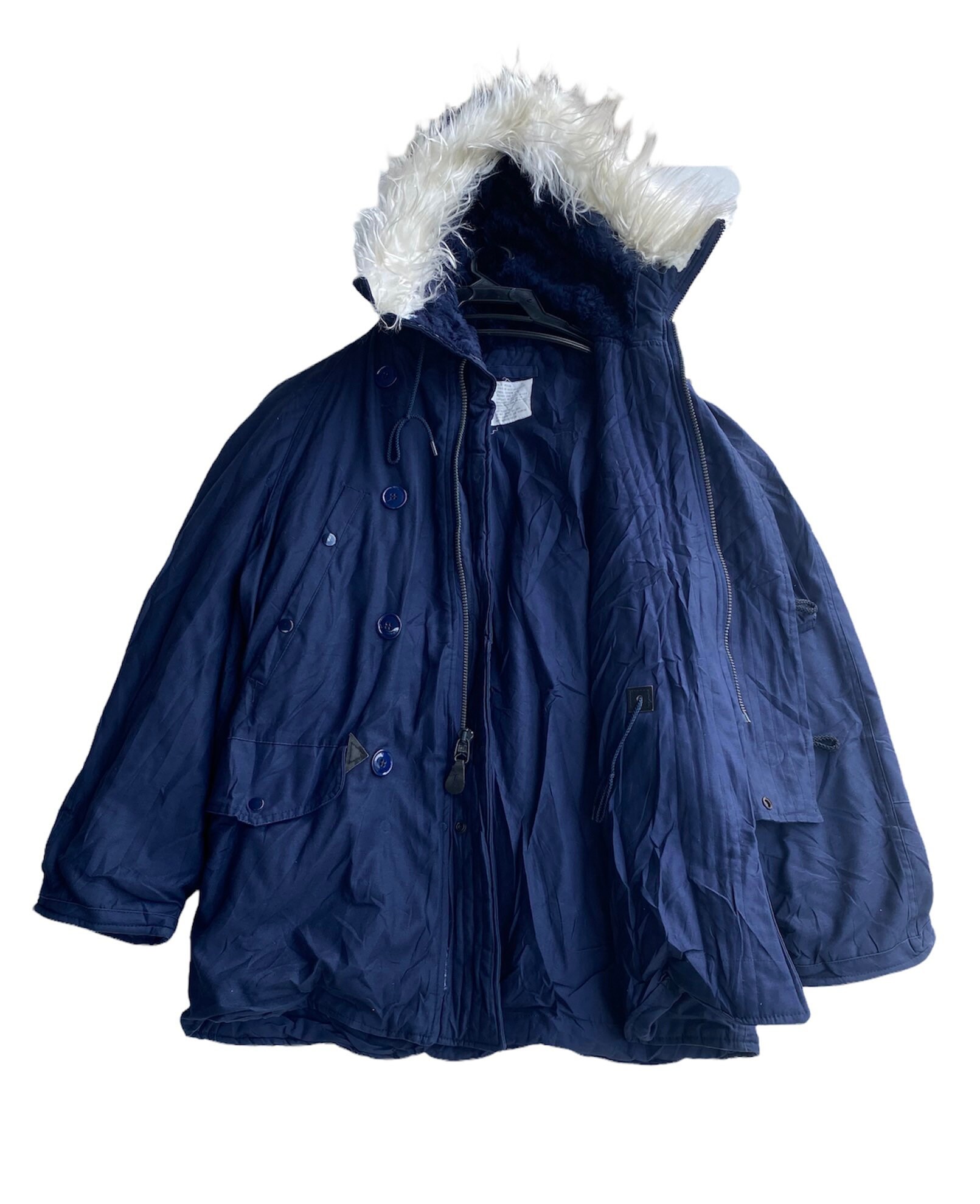 Vtg 80s Rare Type N-3b Parka Extreme Cold Weather Fur Neck Lining Size ...