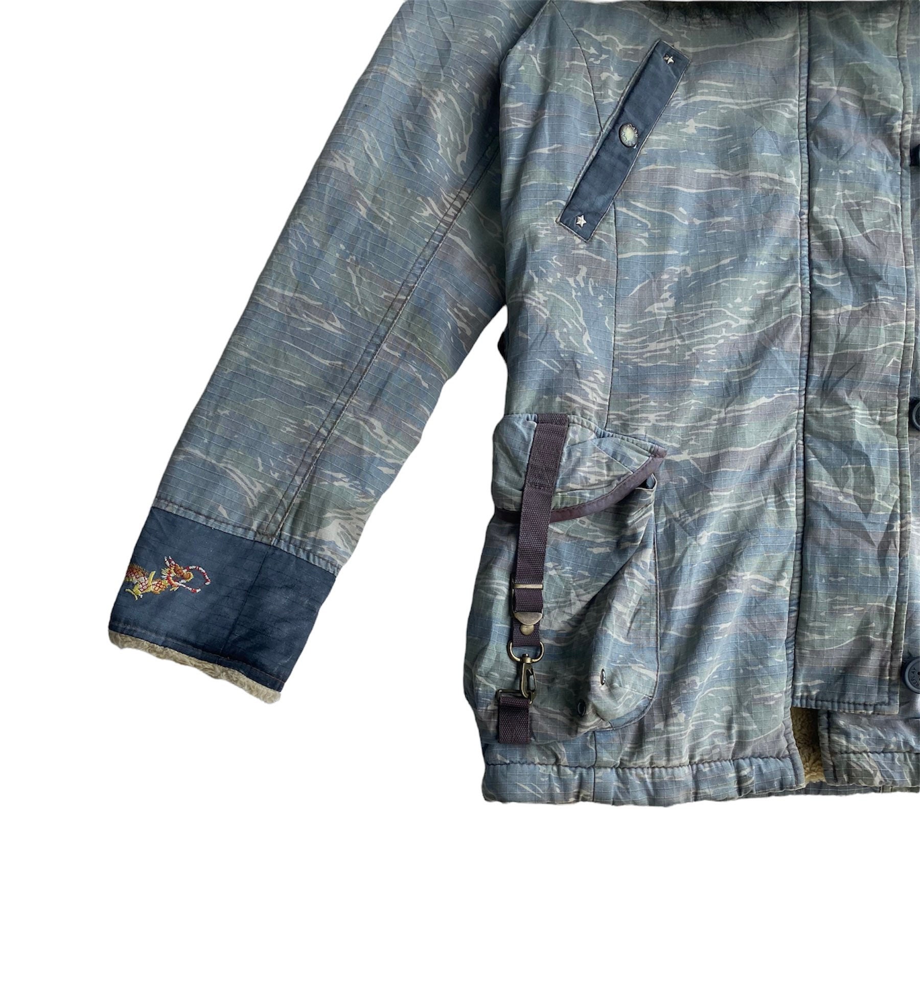 Vtg 90s Replay Parka Military Tiger Stripe Camo Sherpa Lining | Etsy