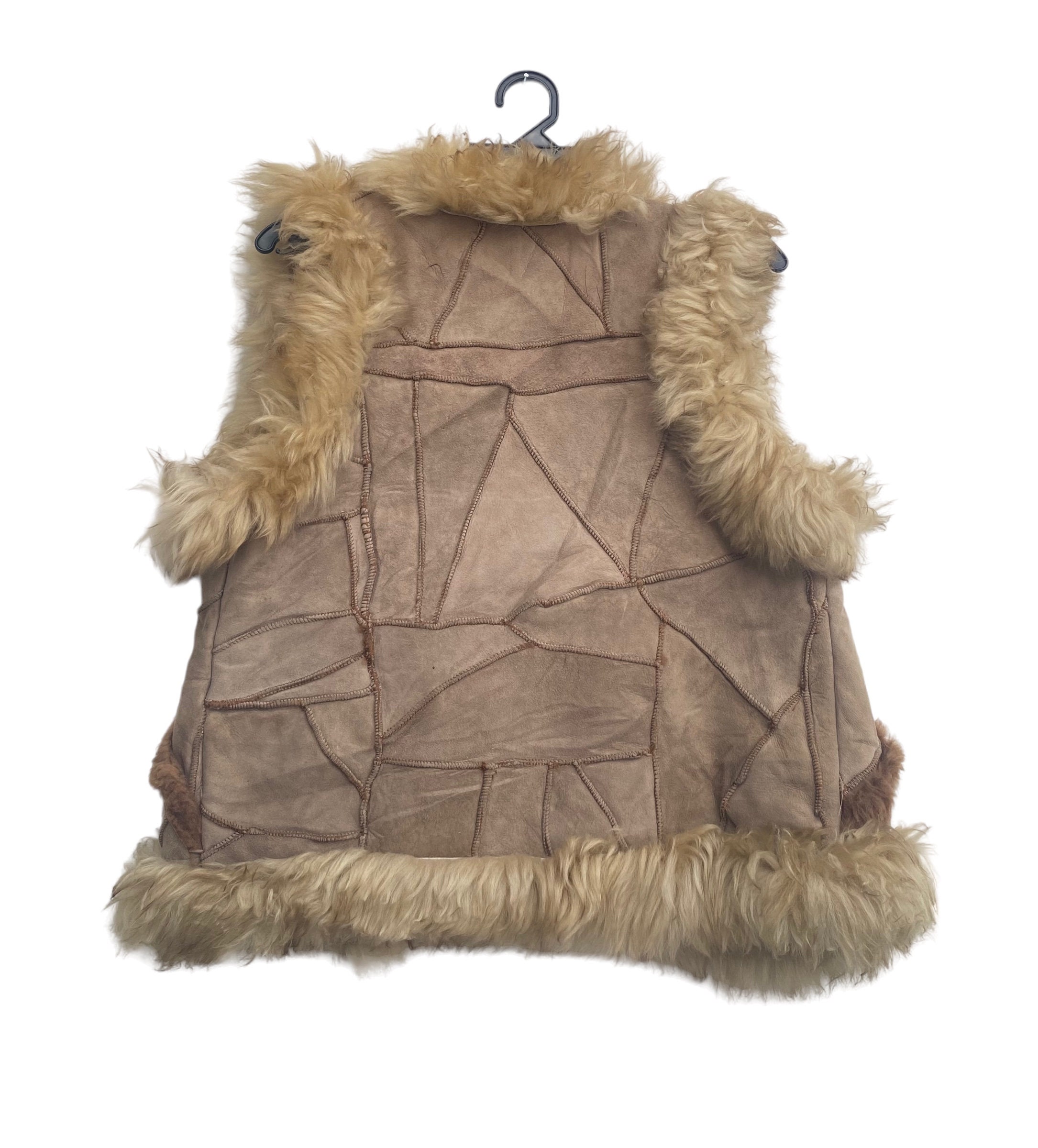 Vtg 90s Sheepskin Reconstucted Patch Leather Sleeveless Jacket - Etsy