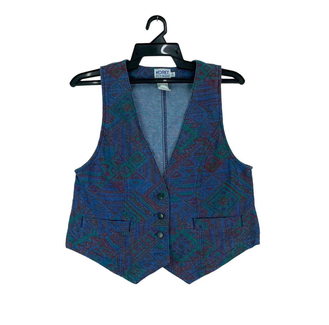 Vtg 90s KORET Western Ethnic Art Vest Jacket Small Size - Etsy