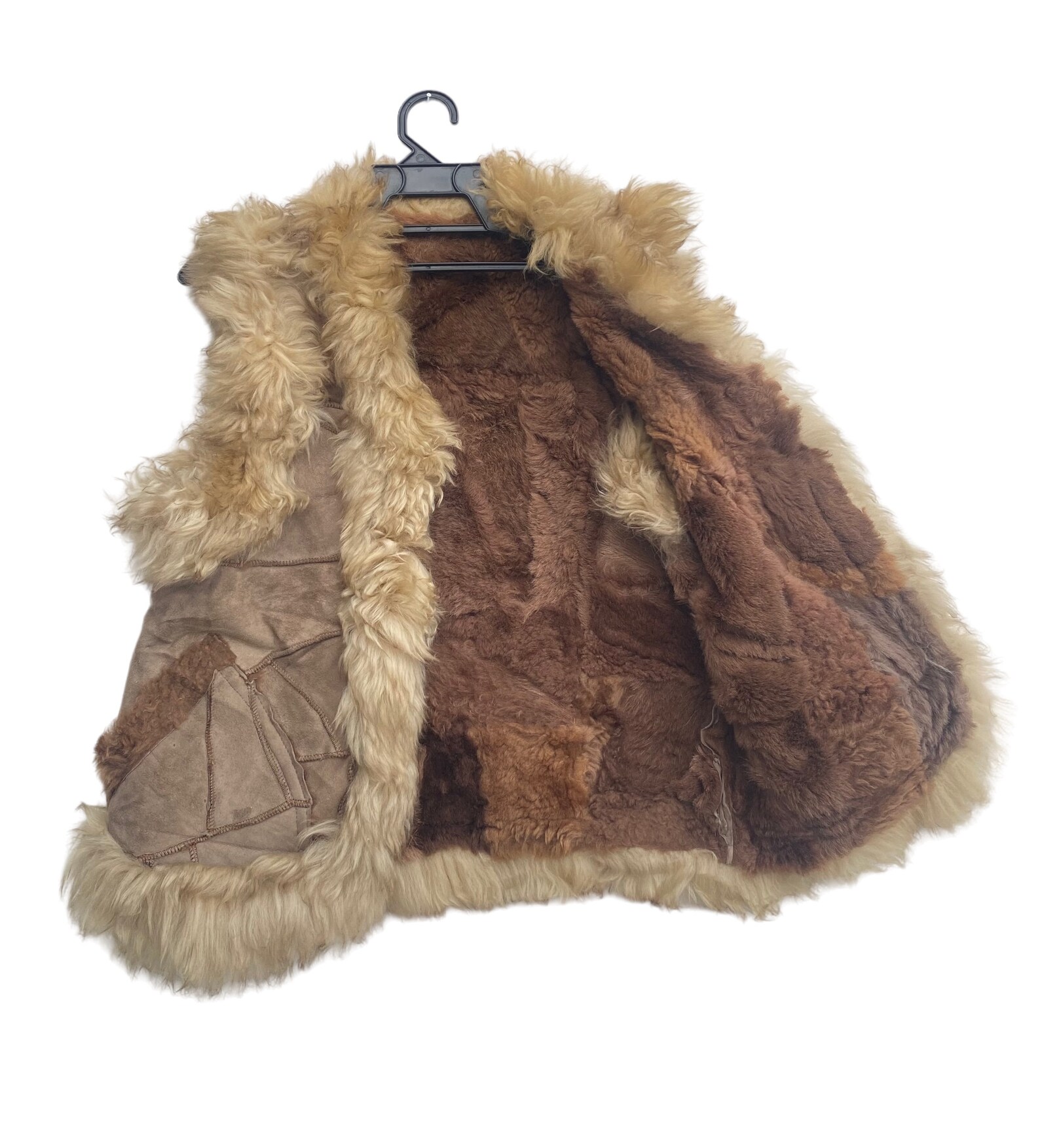 Vtg 90s Sheepskin Reconstucted Patch Leather Sleeveless Jacket - Etsy