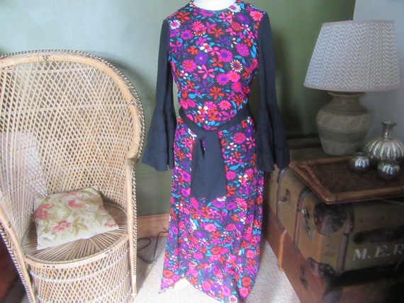 1960s St Andre of London Flower Power Maxi Dress - Gem