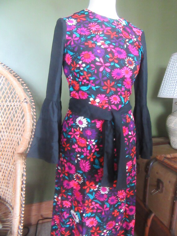 1960s St Andre of London Flower Power Maxi Dress - Gem