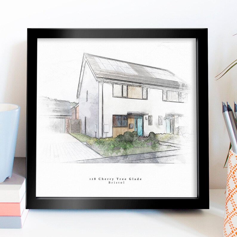 Bespoke House Portrait Artistic Sketch House Home Print | Personalised ...