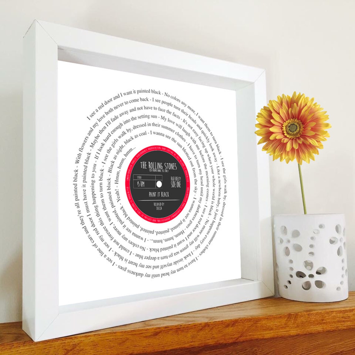 Rock N Roll Vinyl Record Look Framed Print Personalised Label - Wedding ...