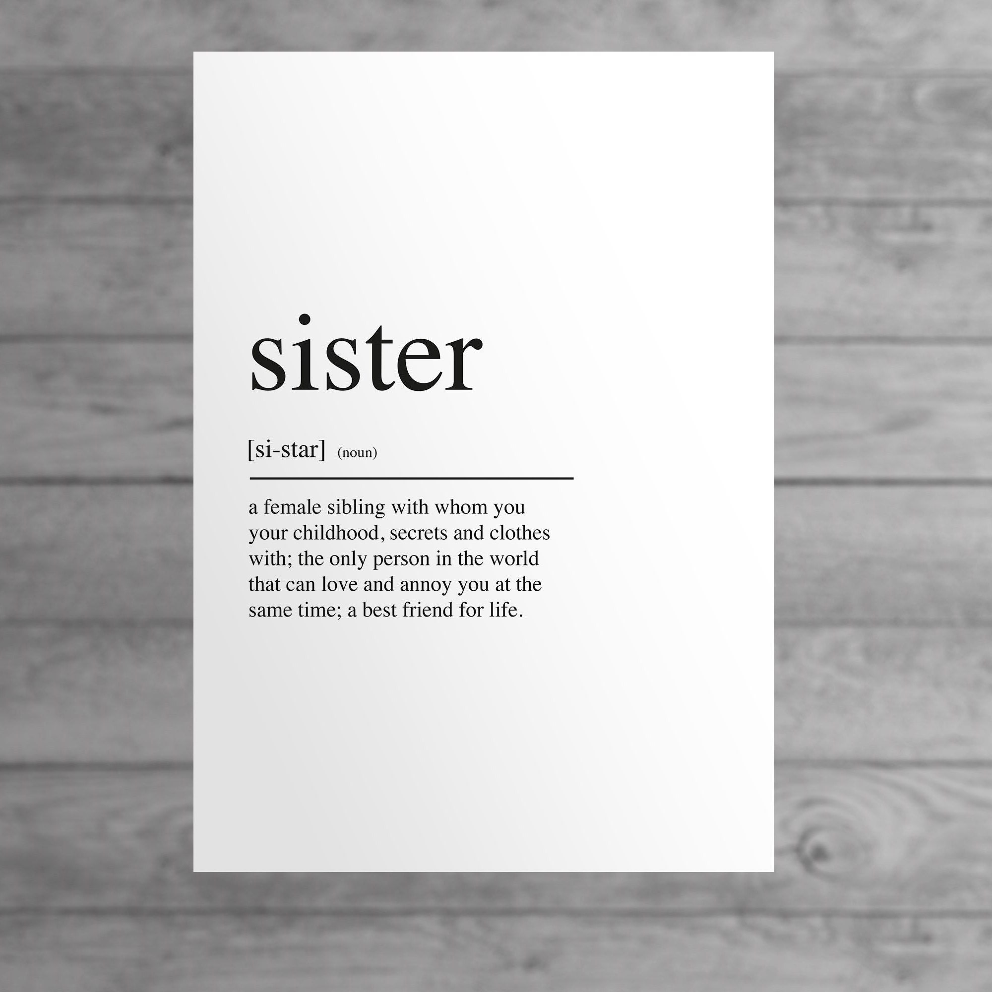 Sister Definition DIGITAL DOWNLOAD | Etsy