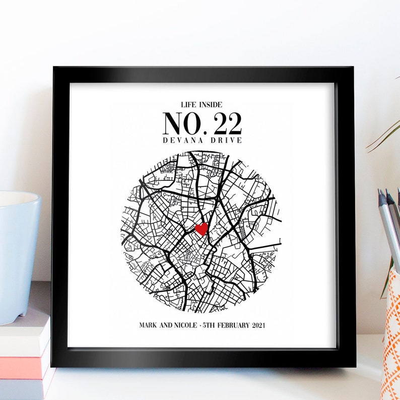 Custom Map Any Location Print & Frames City Town Village | Etsy