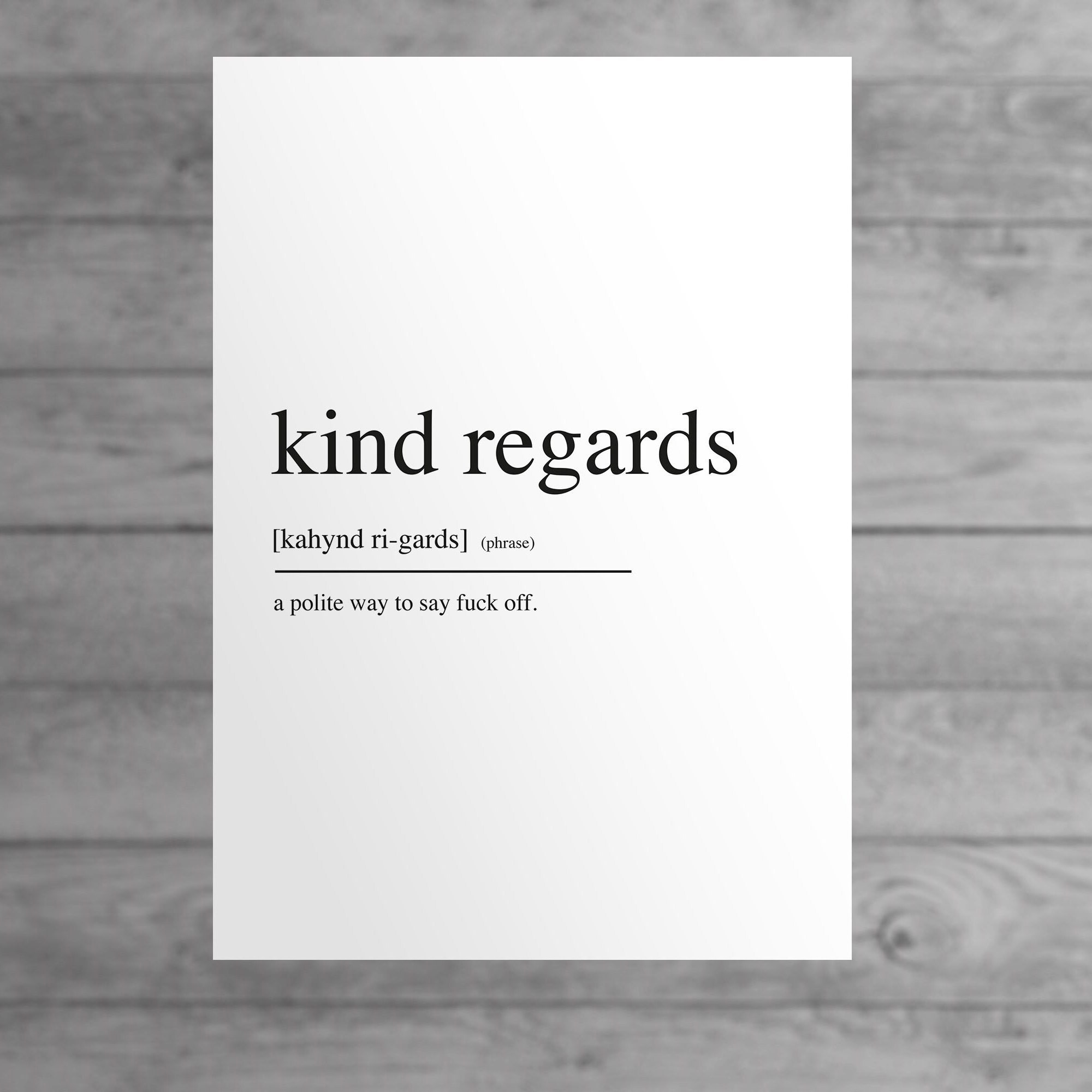 Kind Regards Definition Print - Etsy