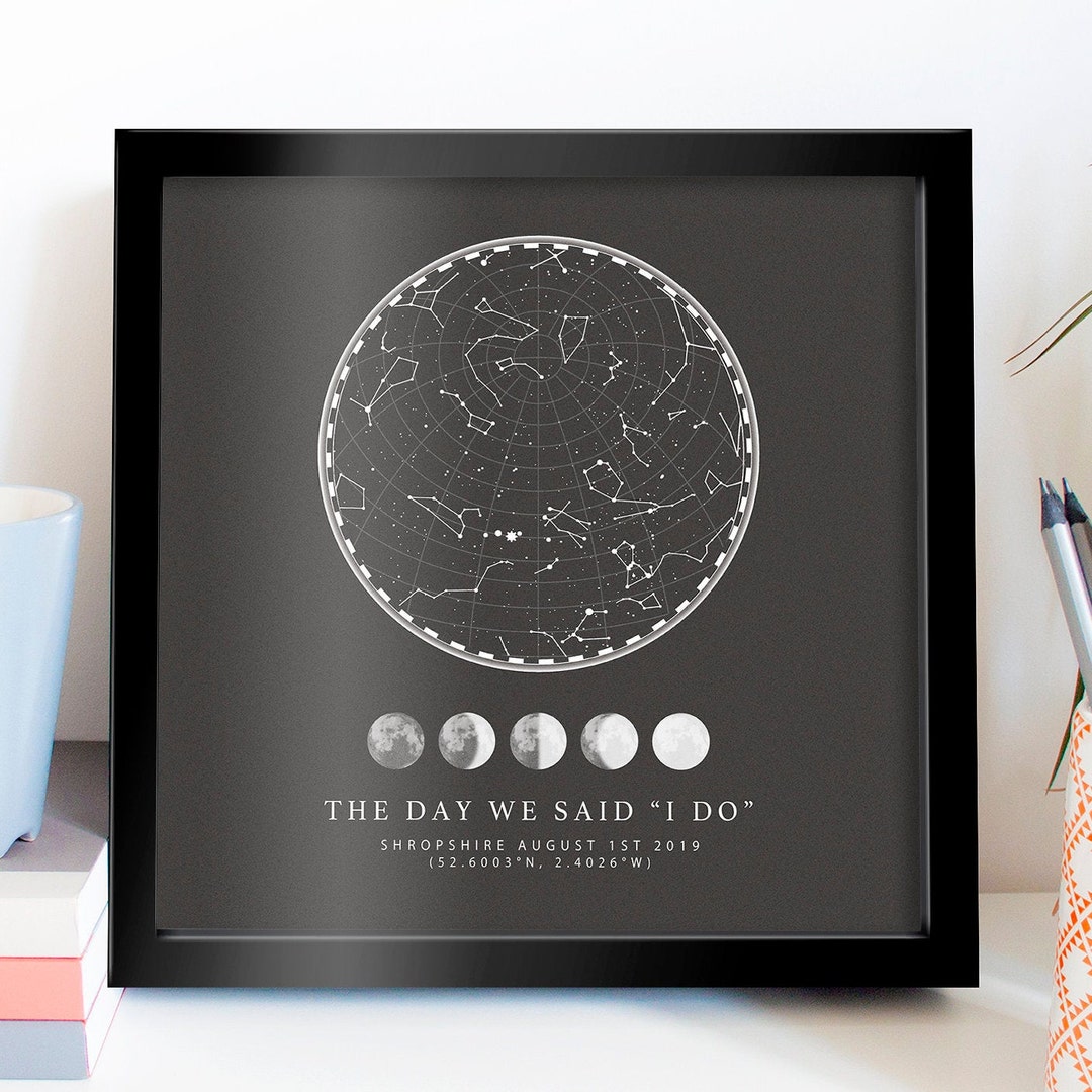 Impresión de mapas estelares, personalizado, mapa de estrellas ...