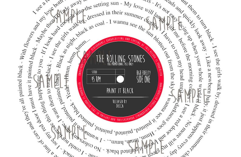 Rock N Roll Vinyl Record Look Framed Print Personalised Label - Wedding ...
