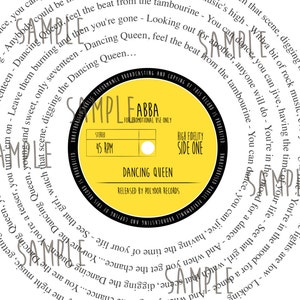 Music Gift - Vinyl Record Lyrics Framed Print Personalised Label ...