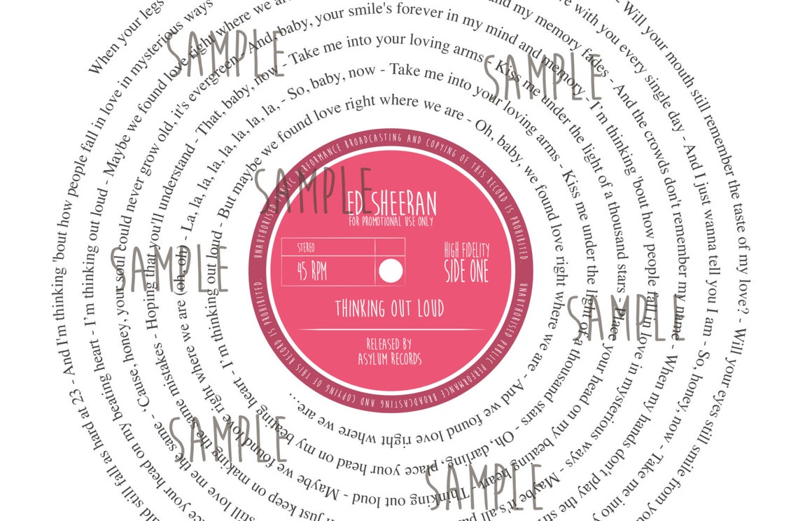 Unique Personalised Gift Song Lyrics Authentic Vinyl Record - Etsy UK