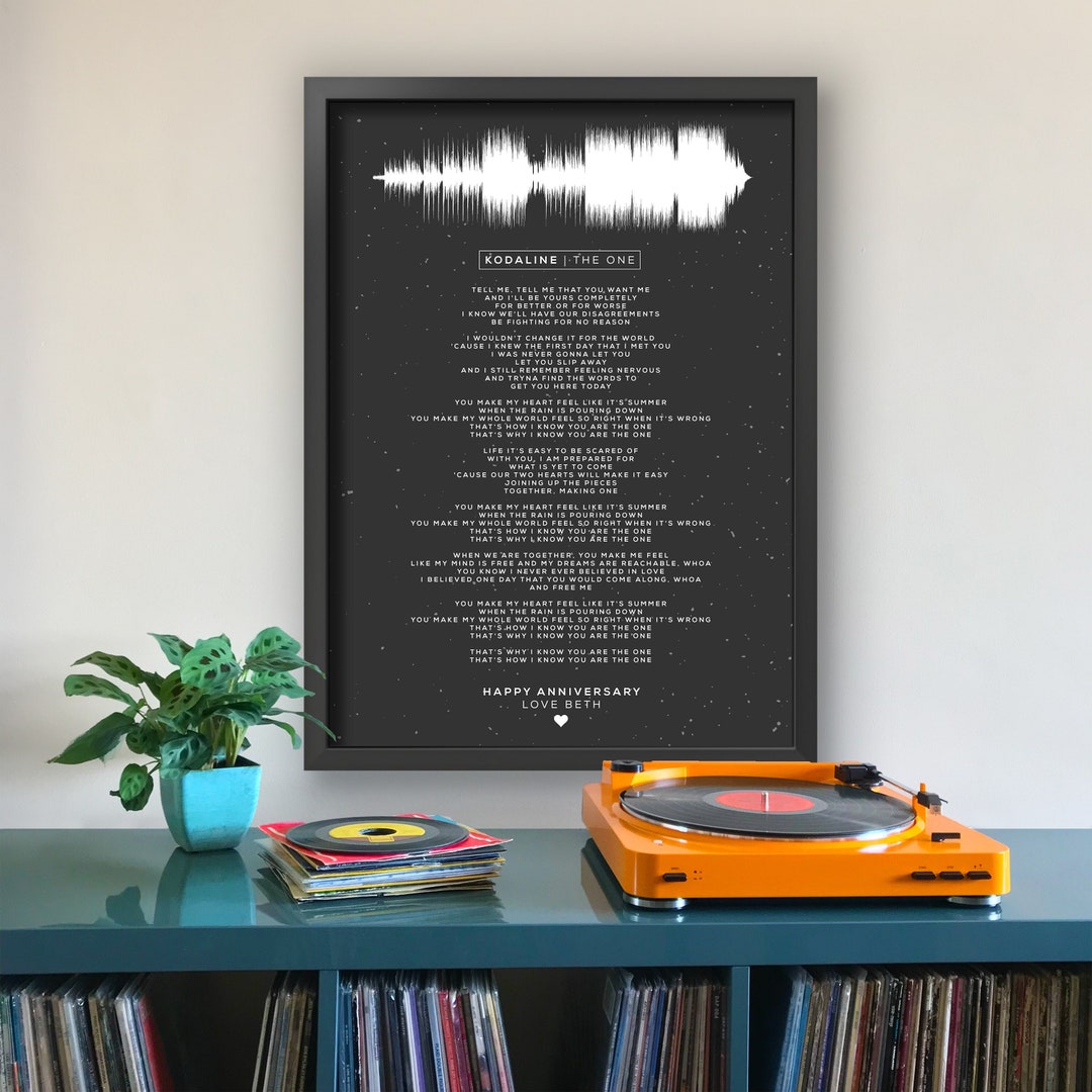 Lyrics Sound Wave Poster Personalised Any Song First Dance Soundwave ...