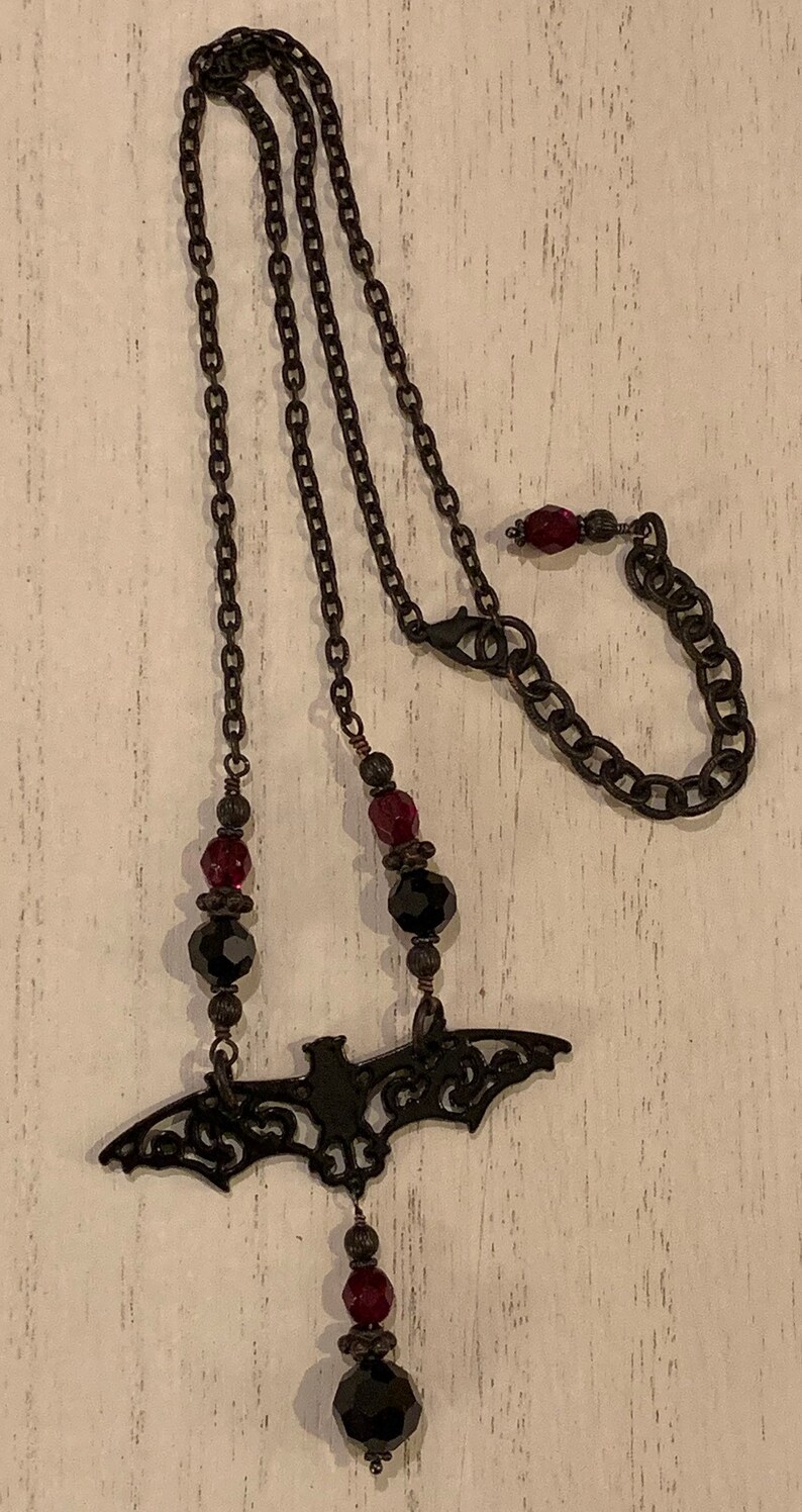 Gothic Filigree Bat Pendant Necklace - Etsy