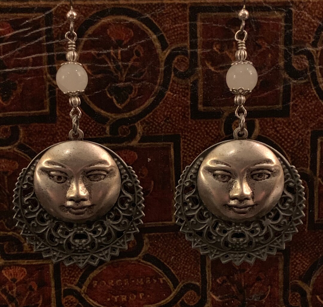 Man in the Moon Dangle Earrings - Etsy