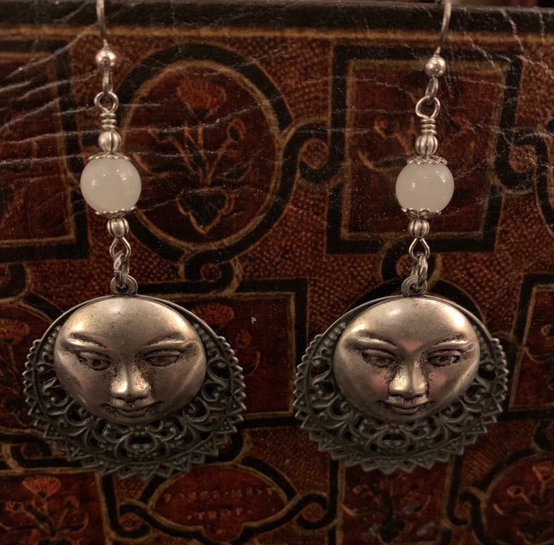 Man in the Moon Dangle Earrings - Etsy