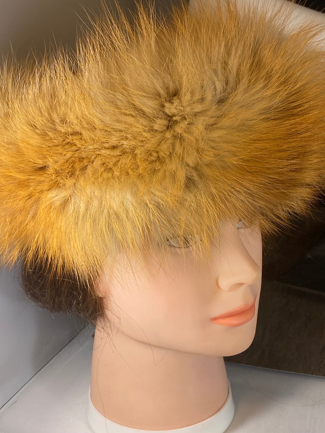 RED FOX Fur Headband, Headband or Fur Collar, Adjustable With Velcro ...