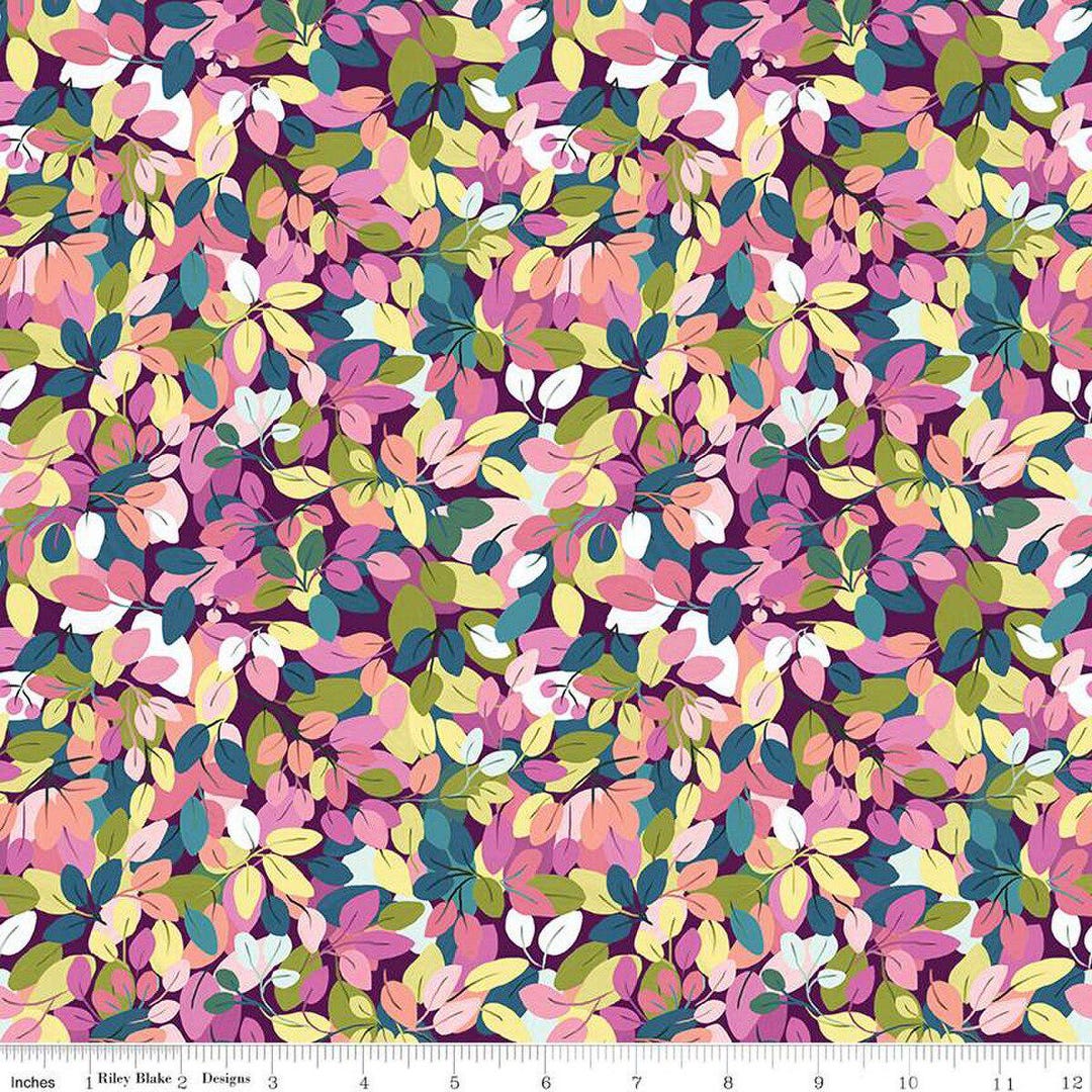 Riley Blake - Fragrant Fields - Leaves - Eggplant - C15224 EGGPLANT ...