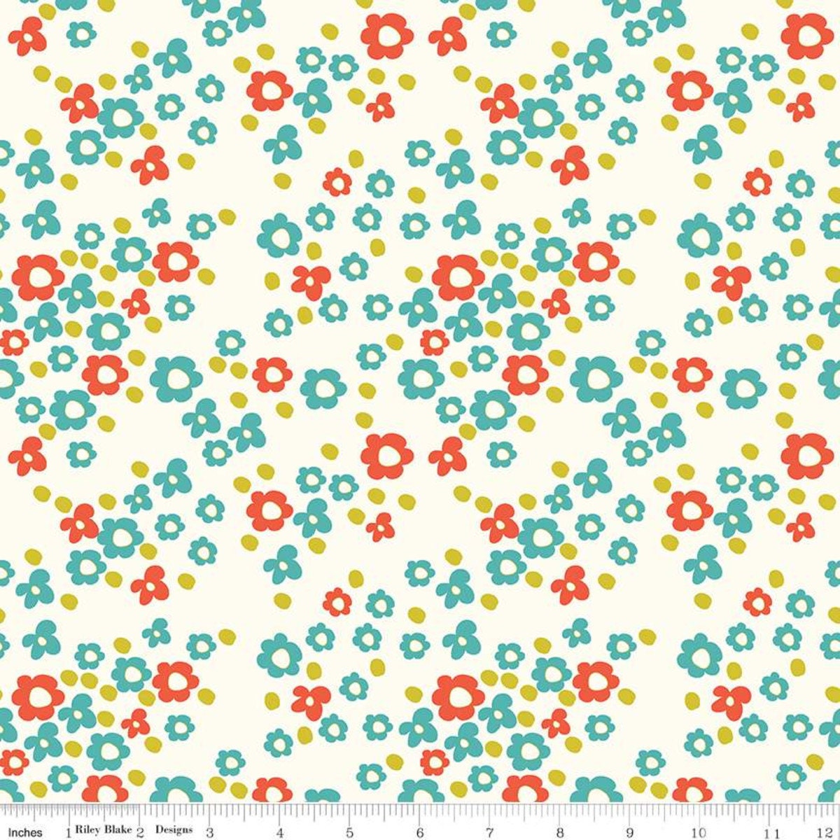 Riley Blake On the Bright Side Hippy Flowers Cream by | Etsy