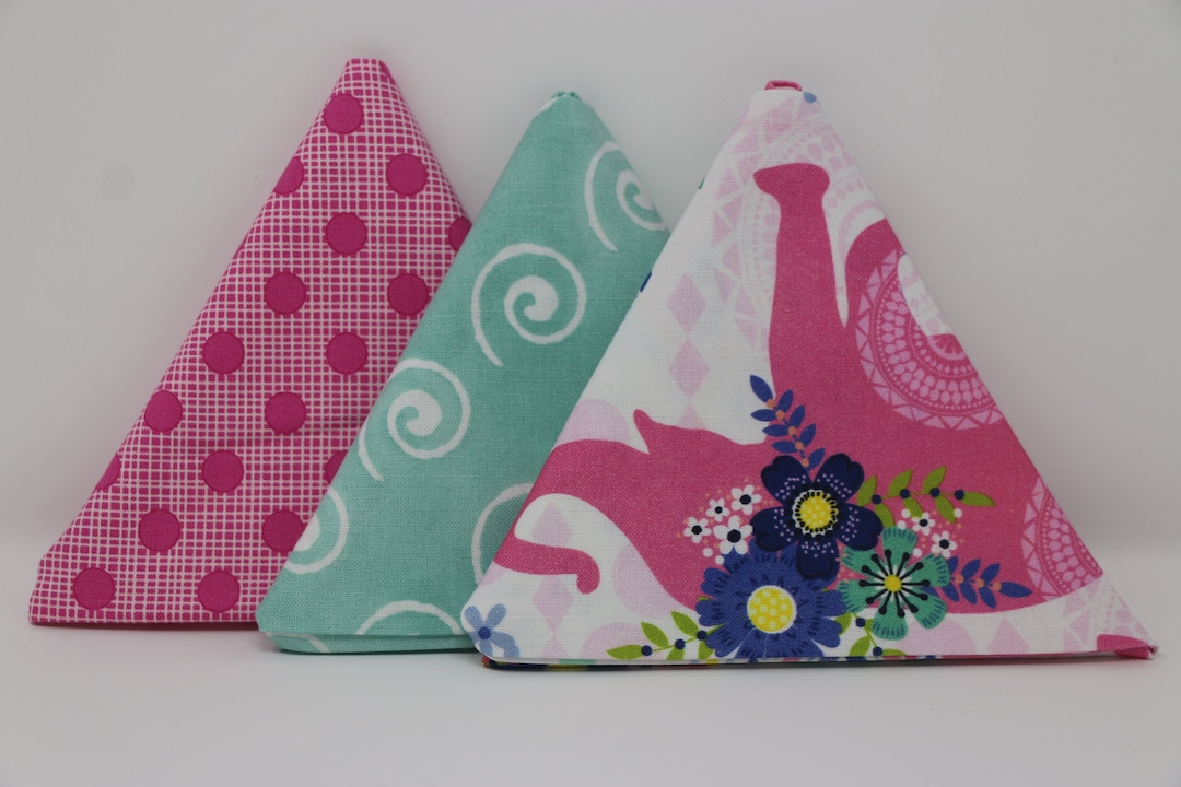 3 Fat Quarters - Trunk Show - Elephants - Pink/aqua/navy - 100% Cotton ...