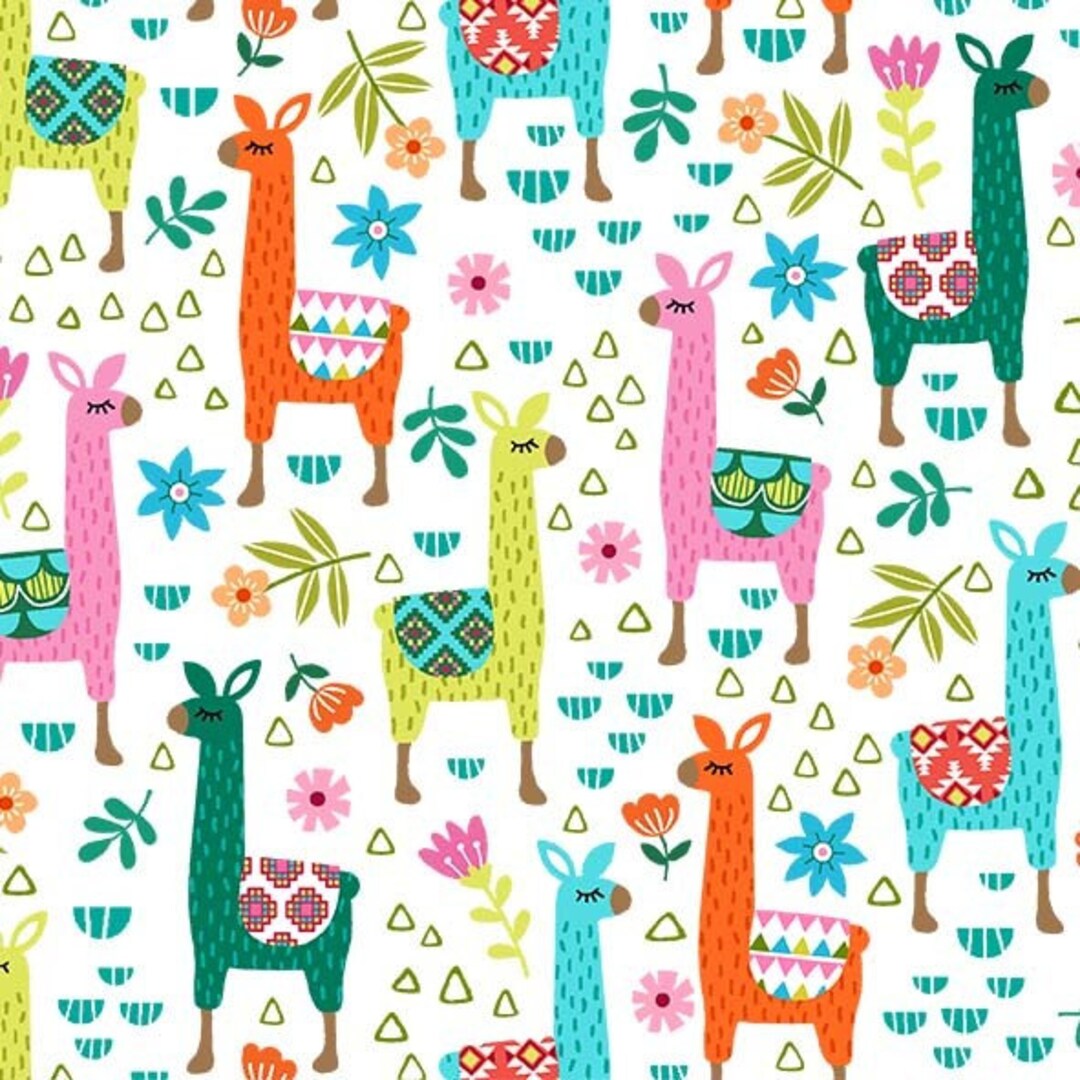 Michael Miller - Painted Llamas - WHITE - DCX9793 WHIT D - 100% Cotton ...