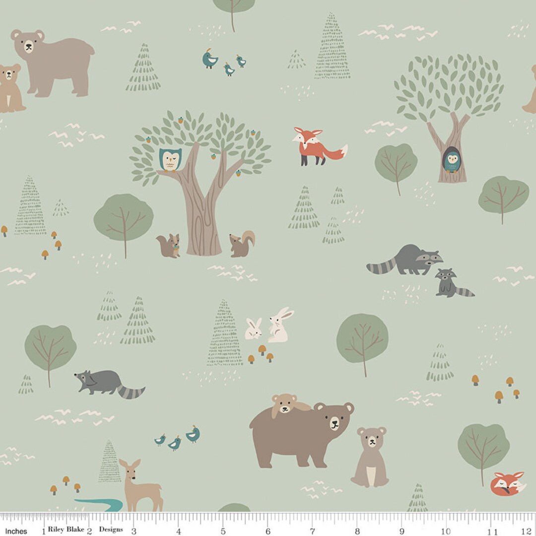 Riley Blake - Elmer and Eloise - Main Tea Green - C14240 TEAGREEN - 100 ...
