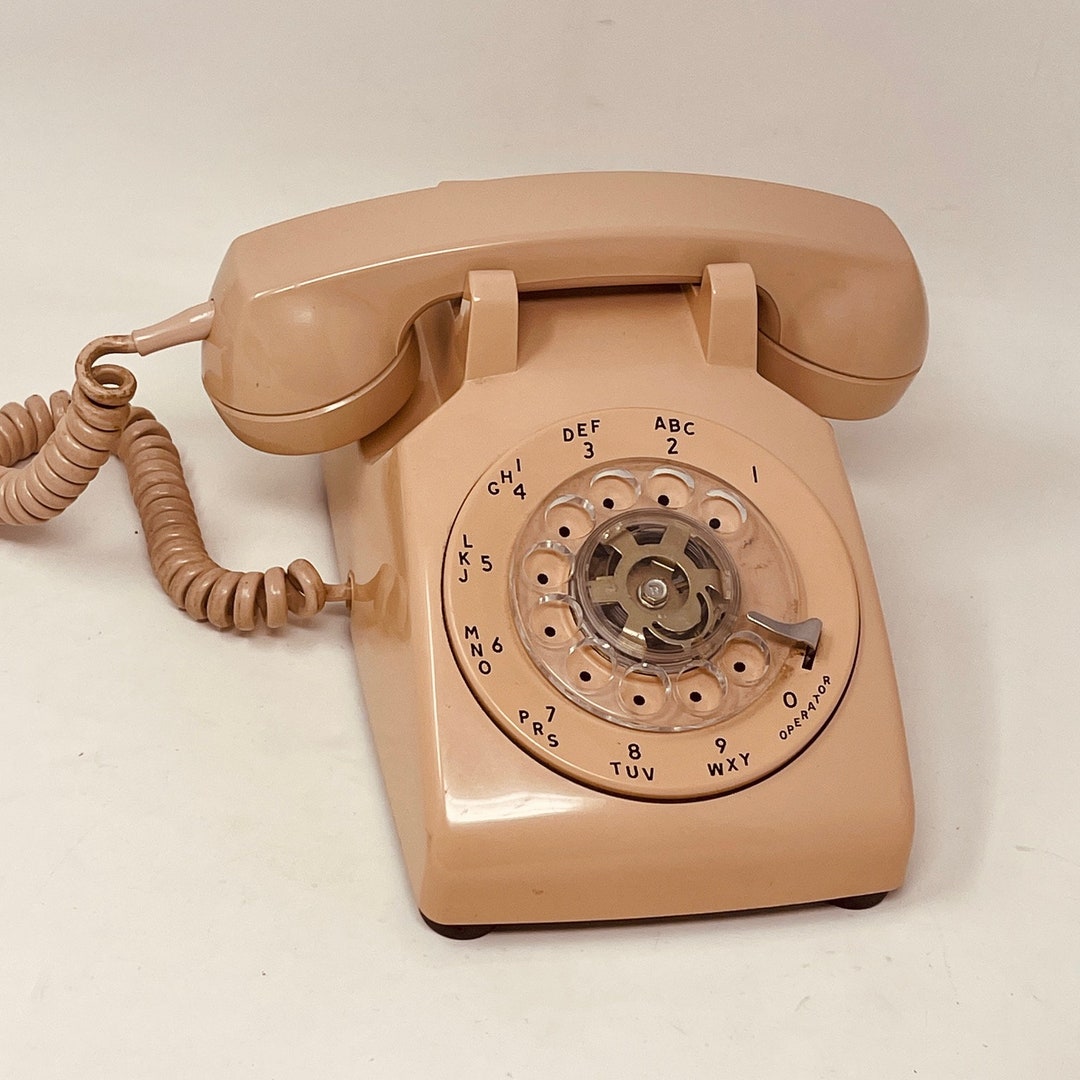 Vintage Stromberg Carslon Rotary Dial Telephone Tan Peach Retro Landline Phone 80's Phone Desk ...