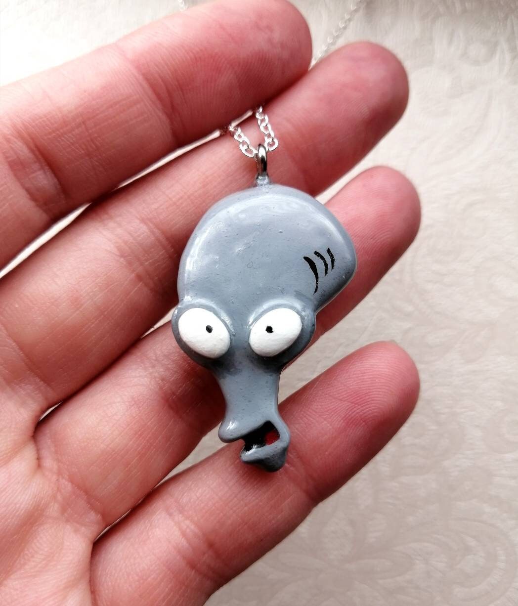 American Dad Roger Cartoon Grey Alien Resin Charm Necklace - Etsy