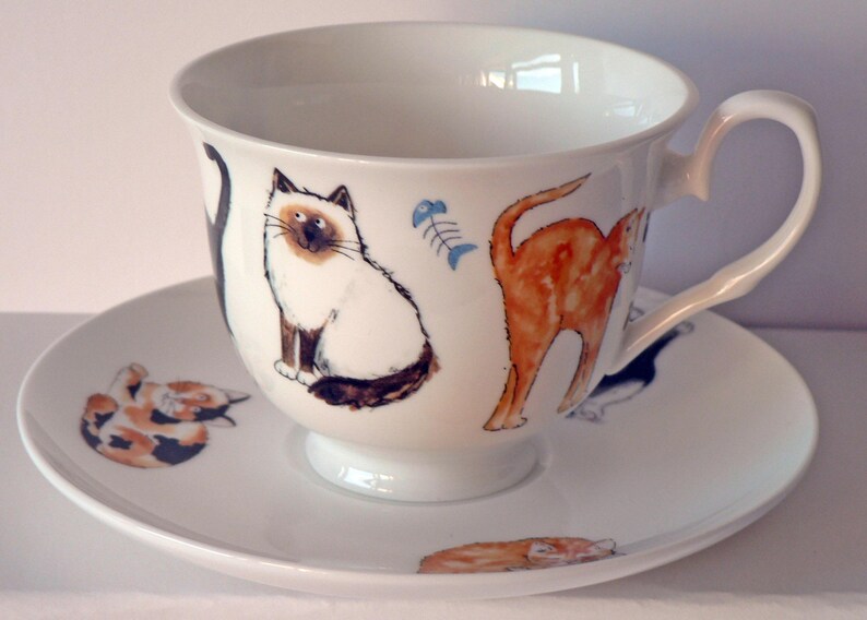 Cats Teapot Cup and Saucer Gift Boxed - Etsy