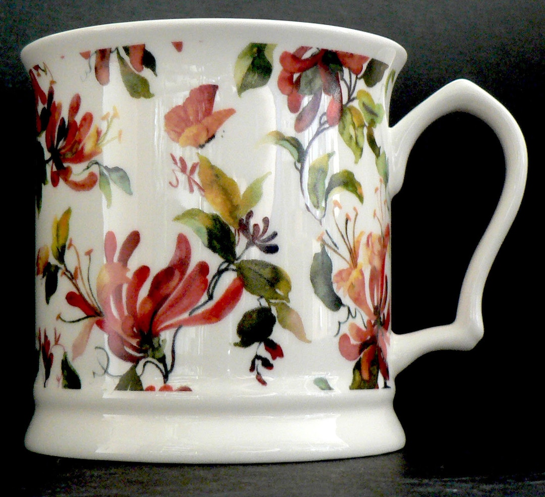 Honeysuckle Floral Design Large Mug, Bone China Tankard - Etsy