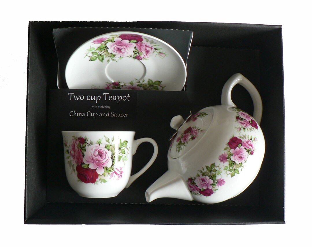 Pink Rose 2 Cup Teapot,with Cup and Saucer Gift Boxed. Cup,saucer ...