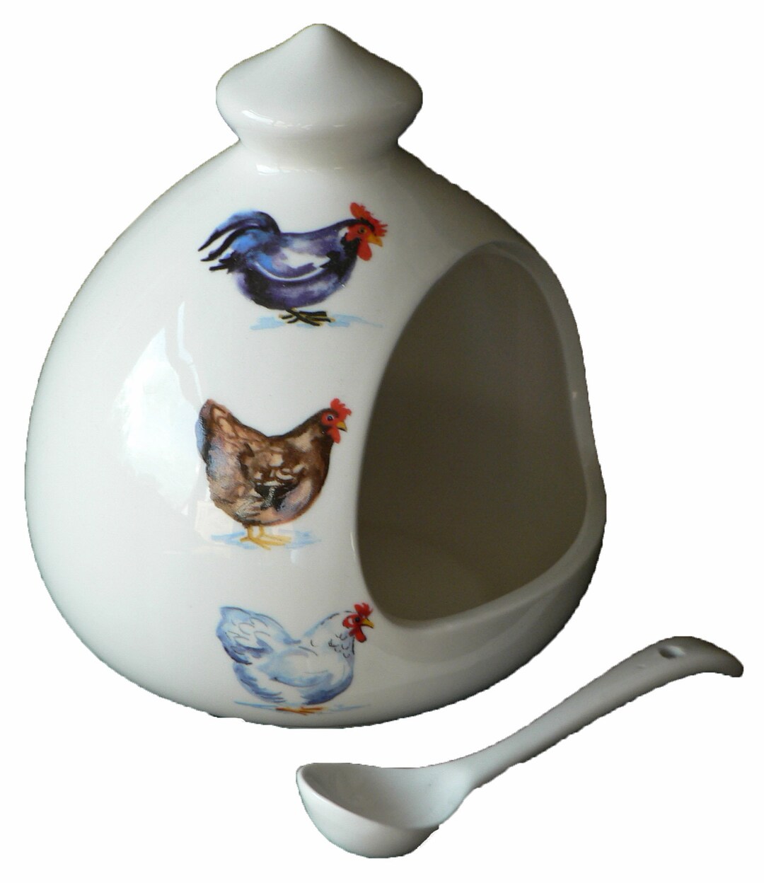 Chicken Salt Pig. Large Porcelain Salt Pig With Ceramic Spoon - Etsy