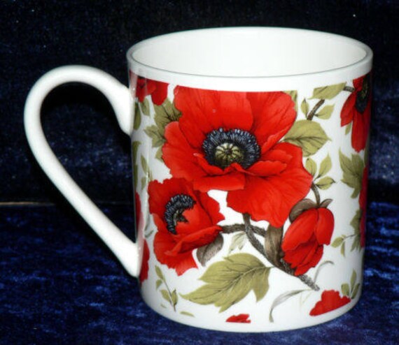 Poppy 1 Pint Bone China Mug Poppies All Around Mug - Etsy UK