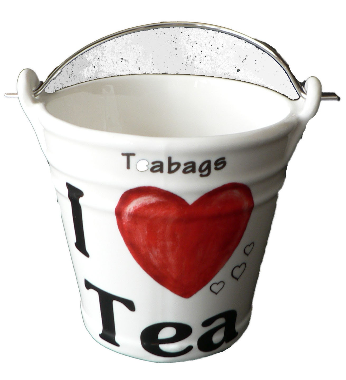 I LOVE TEA Teabag Tidy Bucket Shaped Used Teabag Pot, Perfect for a ...