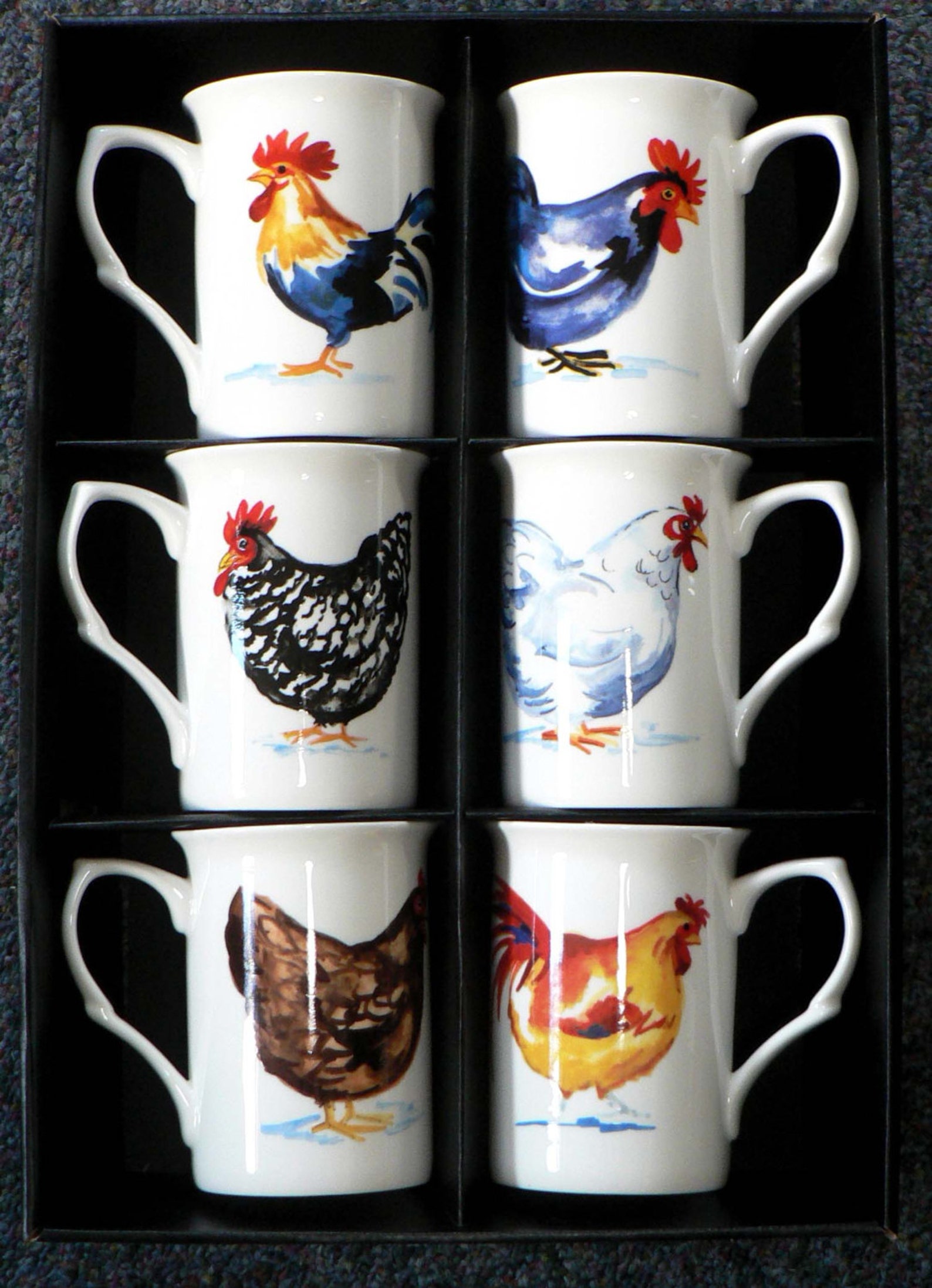 Chicken Bone China Mugs set of 6 Gift Boxed 10oz Mugs - Etsy