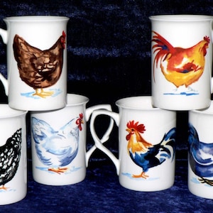 Chicken Bone China Mugs set of 6 Gift Boxed 10oz Mugs - Etsy