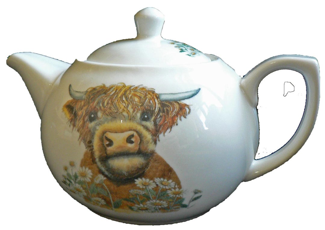 Highland Cow Teapot 6 Cup Sizes - Porcelain Teapot Decorated With Our ...