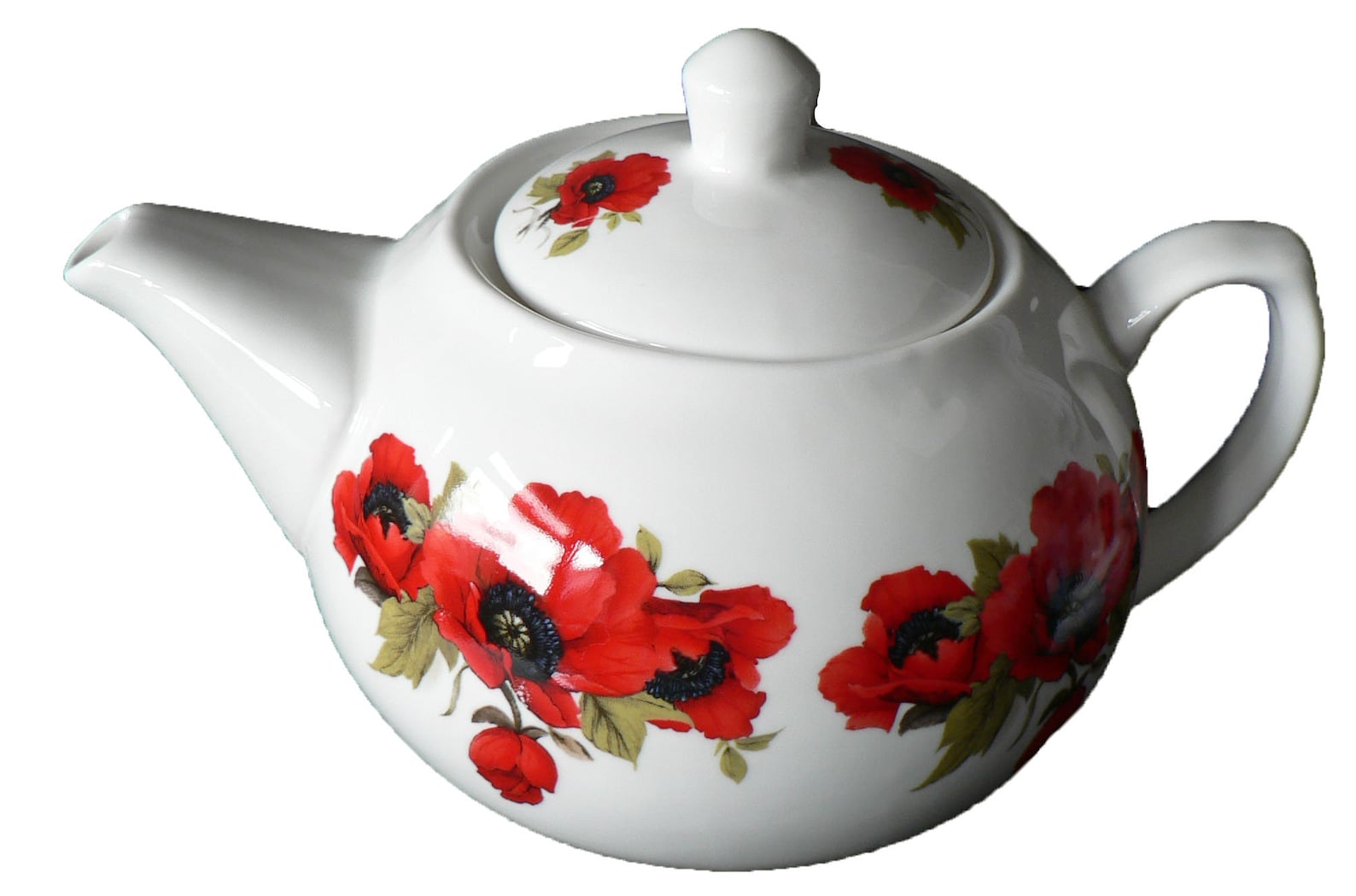 Poppy Teapot - 2 Cup or 6 Cup Porcelain Teapot Decorated With Bright ...