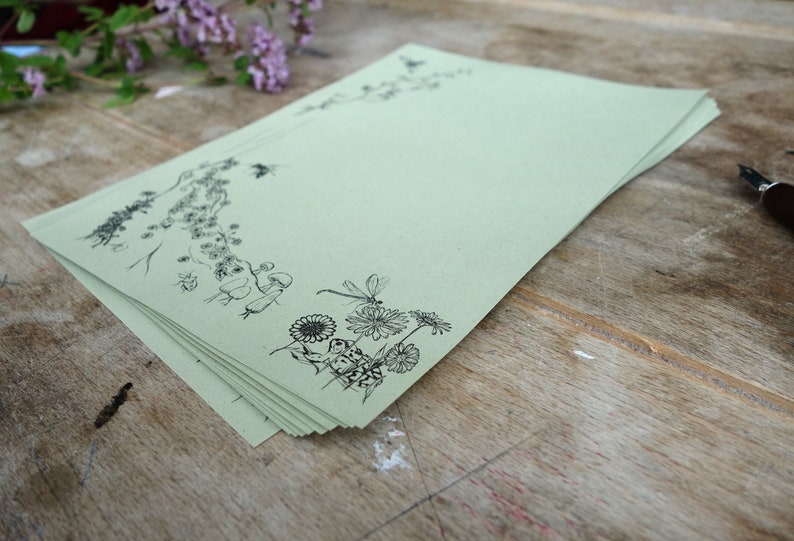 Woodland Note Paper, Recycled Paper Stationery Illustrated With Insects ...
