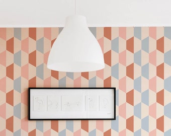 Pink Greek Geometric Wallpaper / Traditional Wall Covering - Etsy