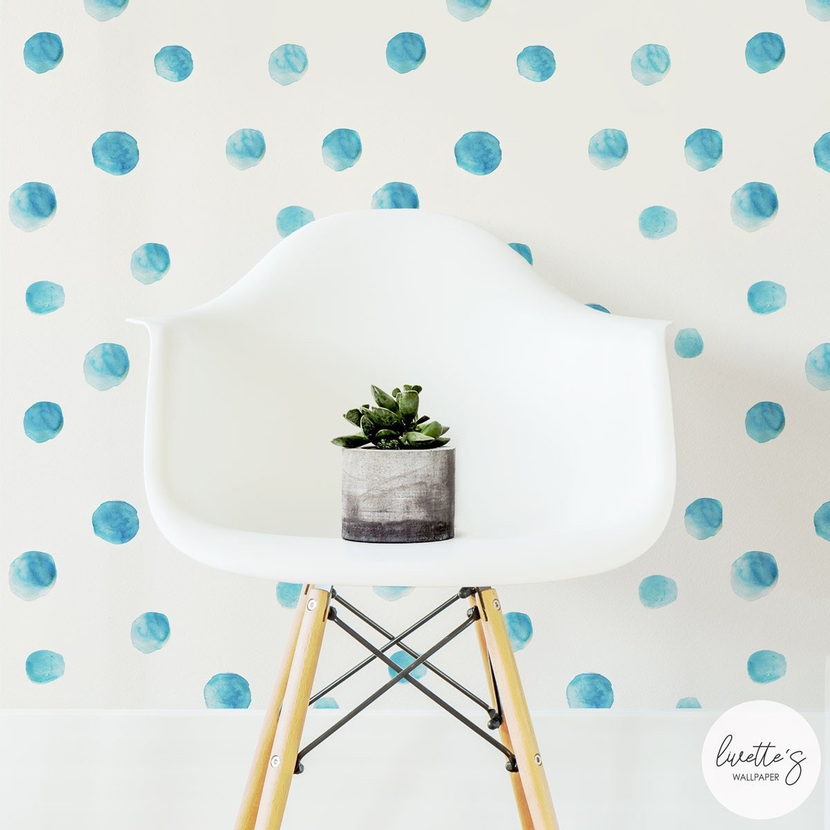 Cute Watercolor Baby Wallpaper Neutral Light Blue Nursery | Etsy