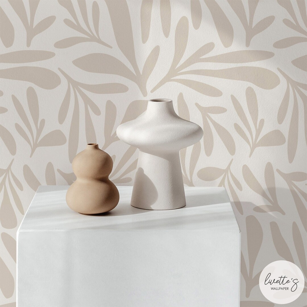 Hazelnut Floral Removable Wallpaper, Minimal Design Wallpaper, Self ...