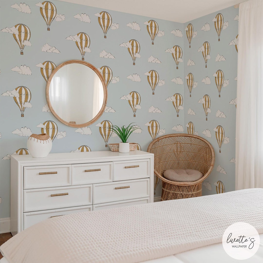 Blue Wallpaper for Kids Watercolor Peel and Stick Wallpaper Blue Air ...