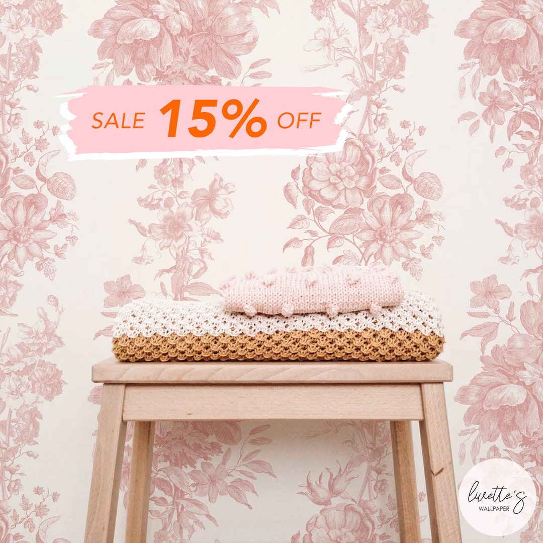 Floral Nursery Wallpaper Baby Pink Wallpaper Cute Pastel Pink Wallpaper ...