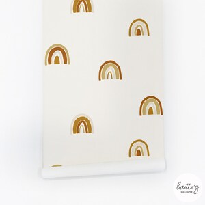 Neutral Color Minimal Rainbow Removable Wallpaper, Neutral Baby Nursery ...